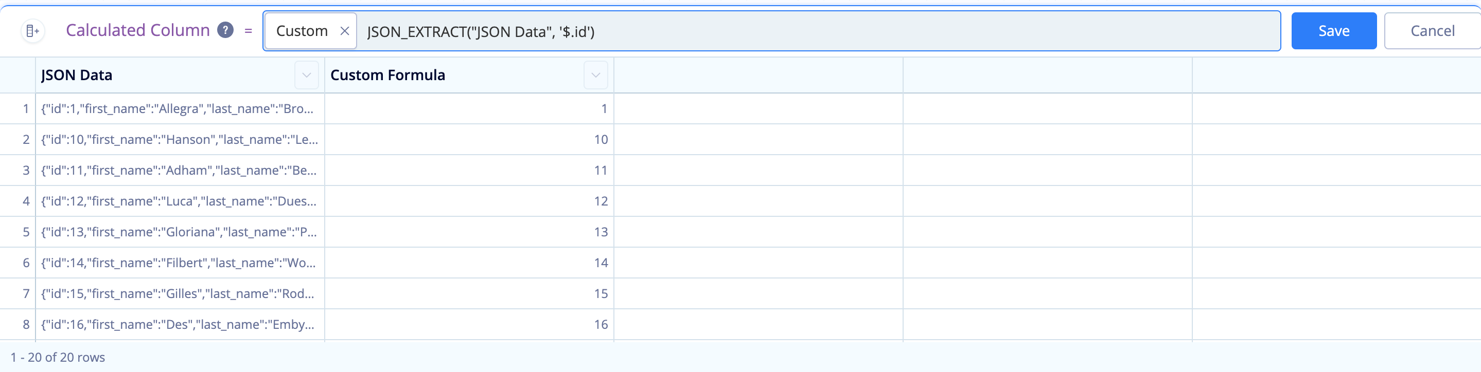 Extract Values From A JSON String In Visual SQL Chartio Documentation